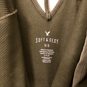 American Eagle Outfitters | Tops | Ae Ribbed Olive Green Strappy Tank Nwot | Poshmark